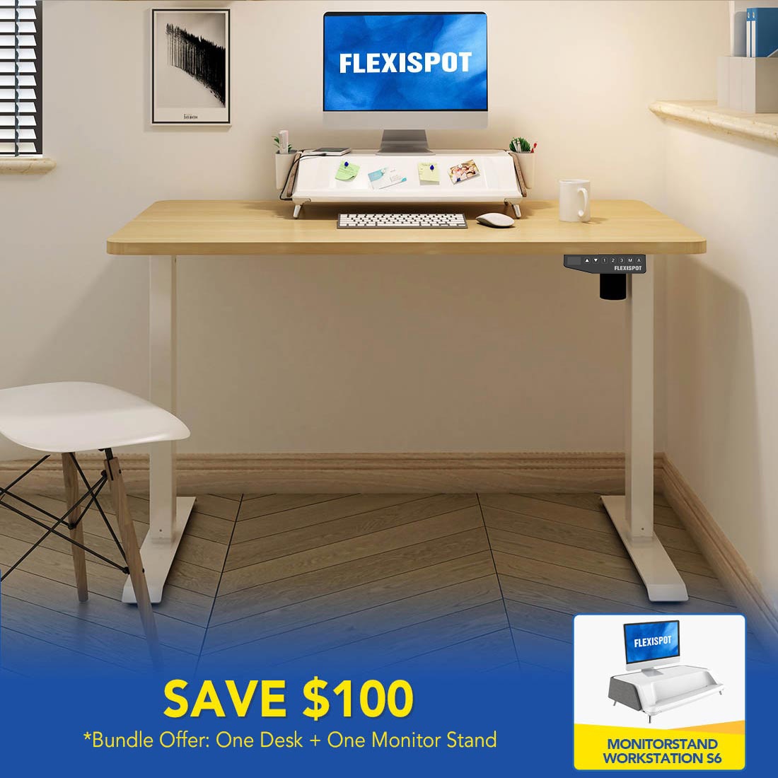 Value Electric Height Adjustable Desk with Workstation | FlexiSpot