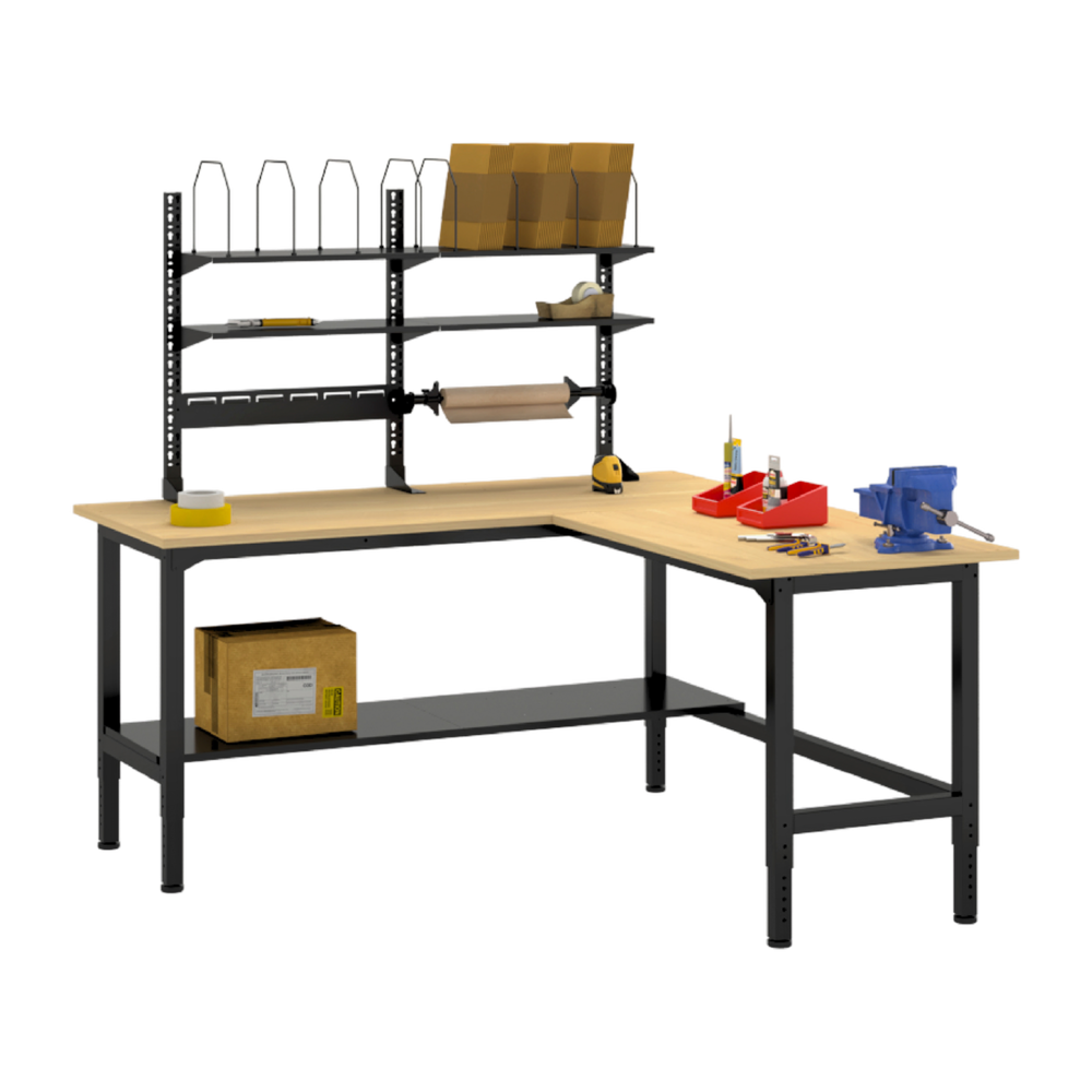 L-Shape 5-Leg Heavy Duty Industrial Classic Workbench | 4Dock