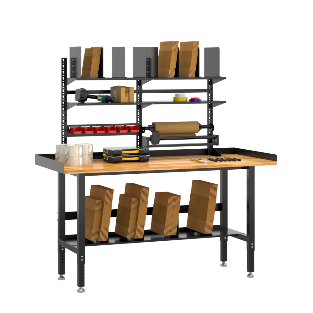 72x32 Economy Packing Station with Storage | 4Dock