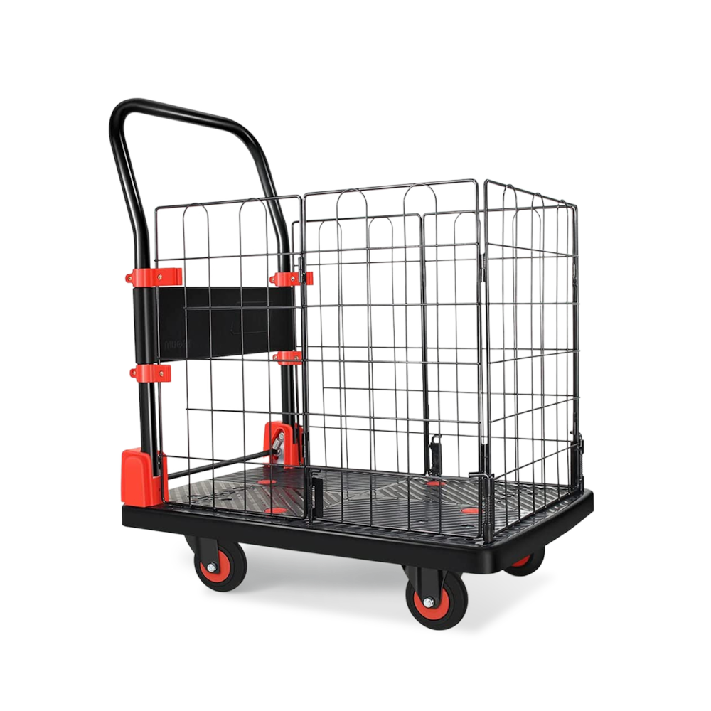 Foldable Plastic Platform Truck with Basket Cage | 4Dock