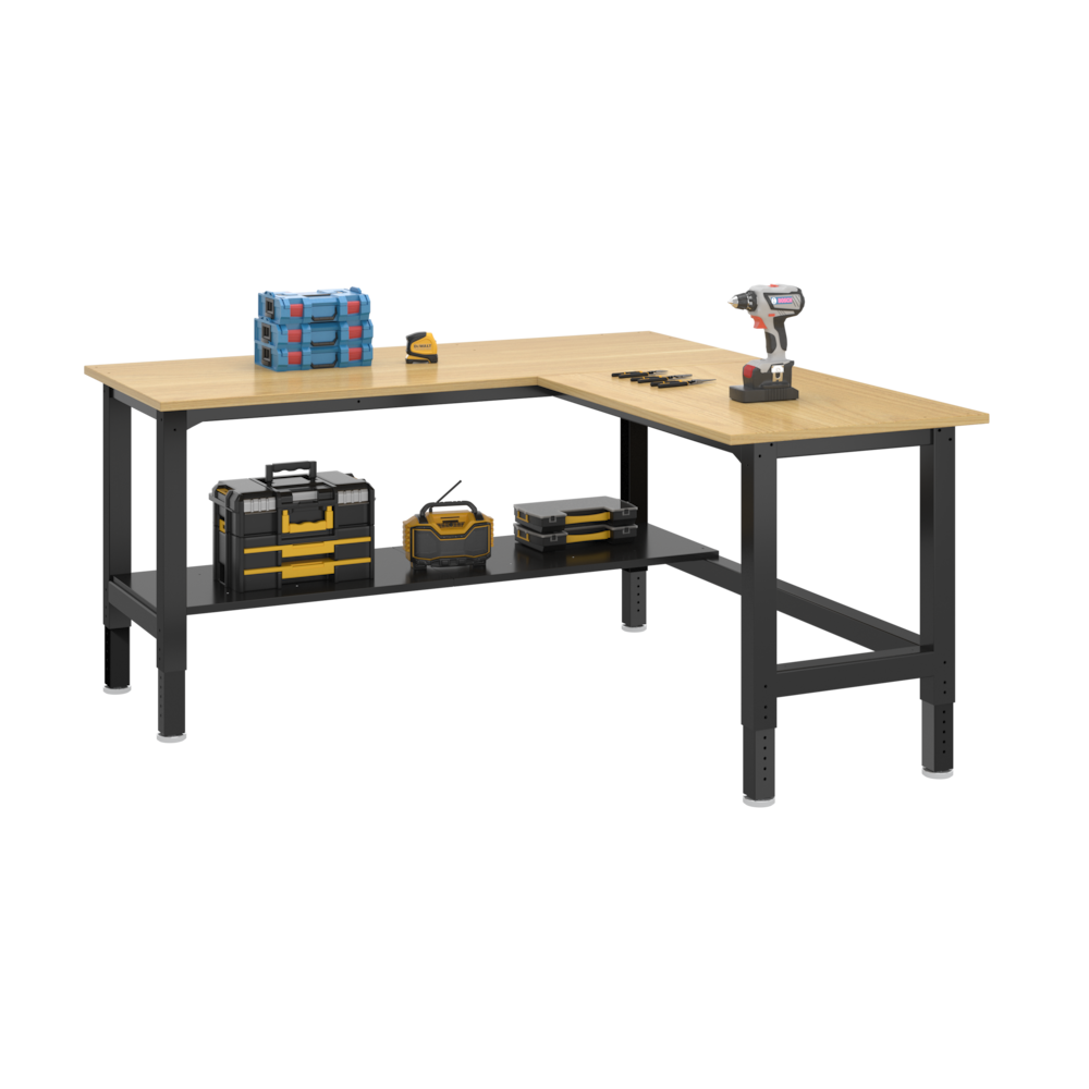 L-Shaped Workbench 72x72" | Adjustable Height | 4Dock
