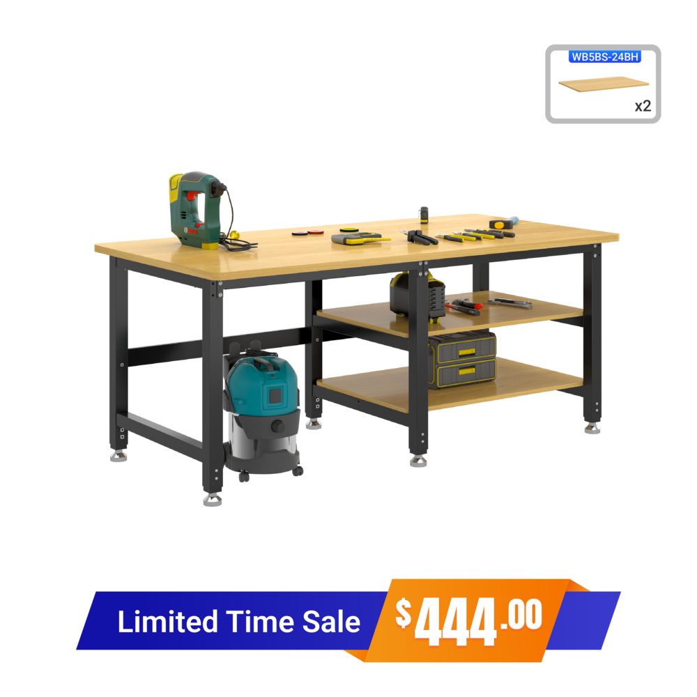 70 x 35" Adjustable Heavy-Duty Workbench | Industrial Packing Table | 4Dock