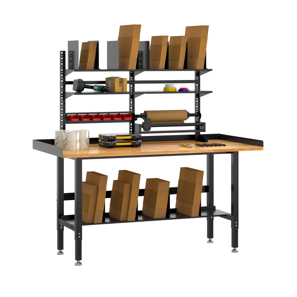 72x36 Industrial Workbench & Packing Station with Storage Accessories ...