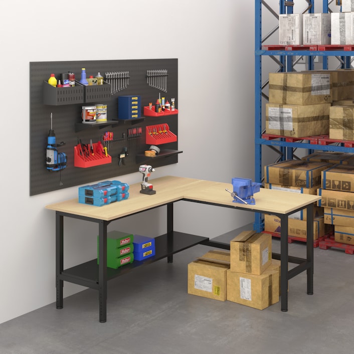 L Shaped Garage Bench WB107A L Universal Steel Workbench Kit 5 Legs L