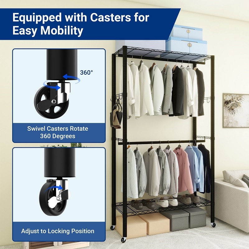 CR1B 3-Tier Lockable Heavy Duty Clothes Rack |Flexispot US | Flexispot