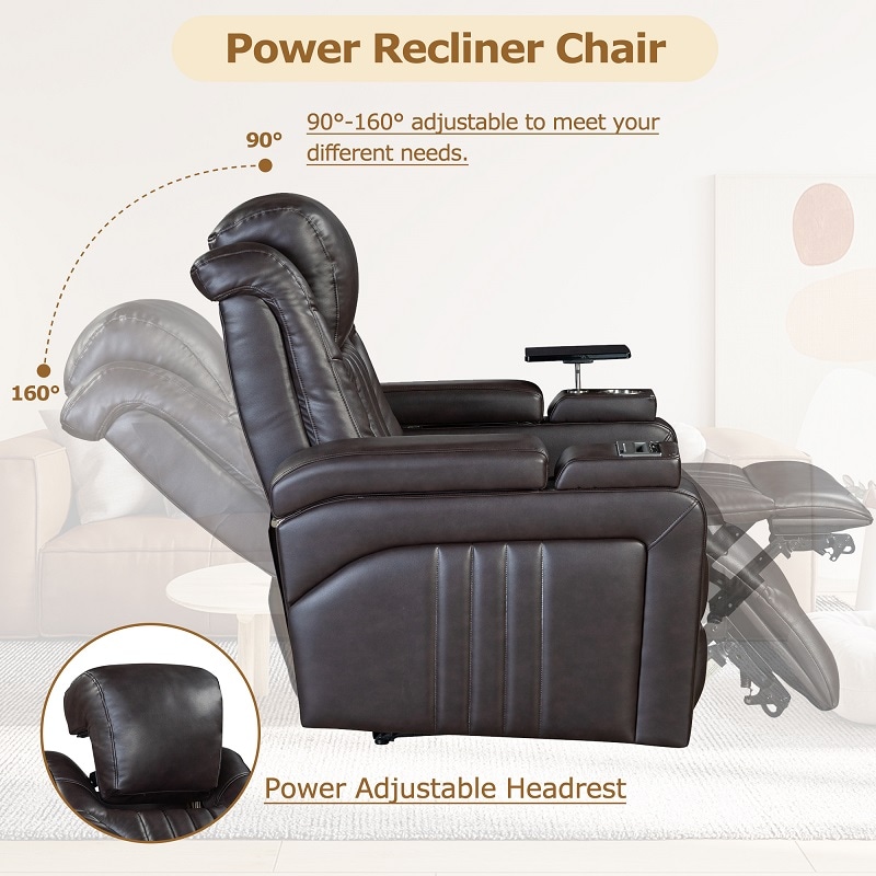XDT81 Power Home Theater Recliner with Headrest and Wireless Charging ...