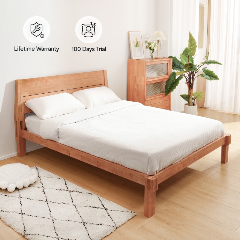 FlexiSpot Kana Japanese Joinery Bed with Headboard | Simple Design ...