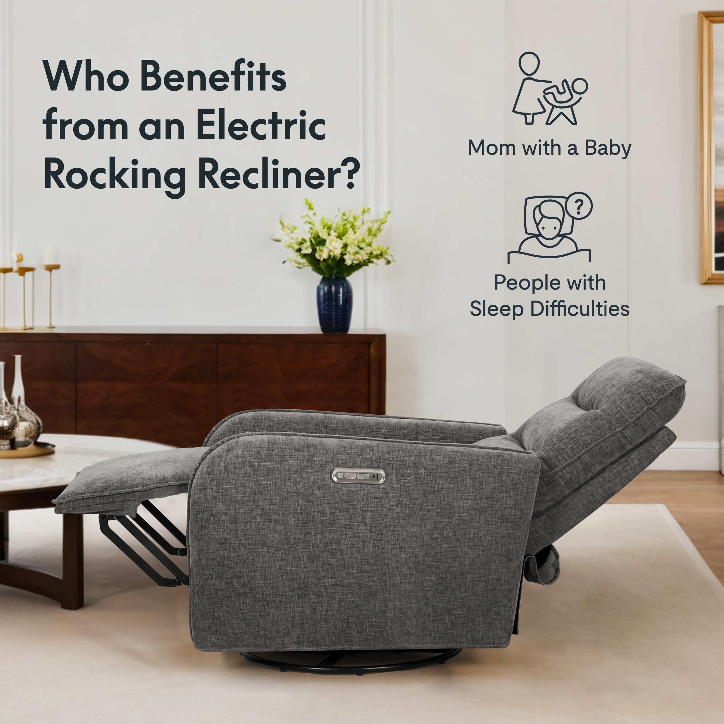 Electric Rocking Power Swivel Recliner | FlexiSpot US