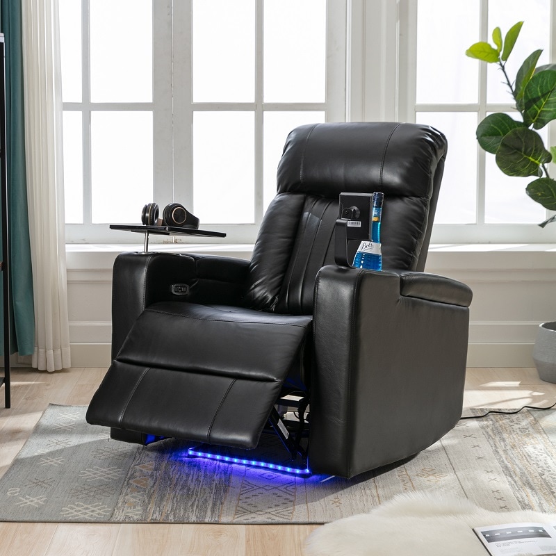 XDT72 Power Home Theater Recliner with Tray Table and Phone Stand and ...