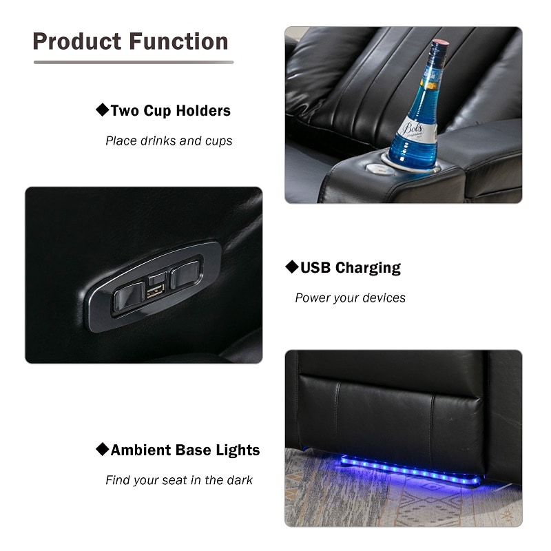 XDT72 Power Home Theater Recliner with Tray Table and Phone Stand and ...