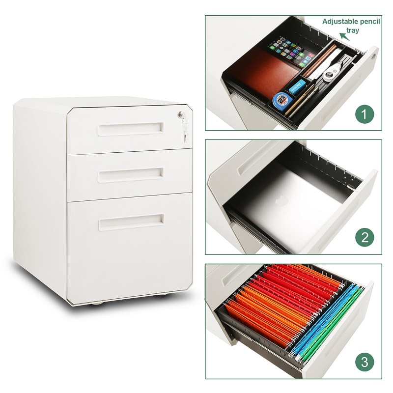 3 Drawer Mobile File Cabinet with Lock 006 | Flexispot