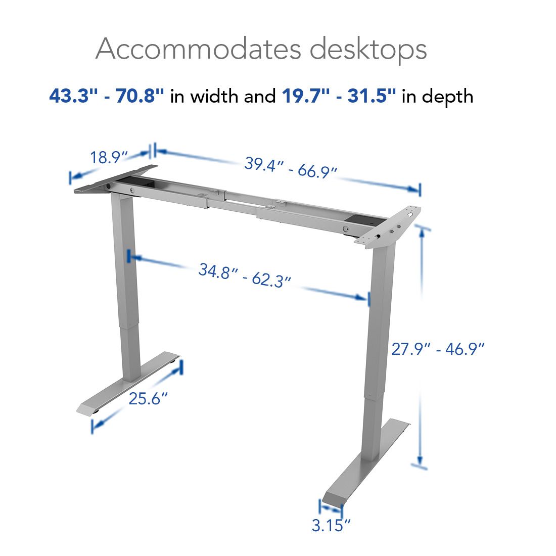 2 stage Desk Frame E2 for Electrical Height Adjustable Desk | Flexispot