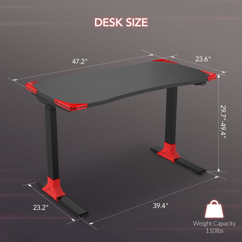 Electric Height Adjustable Gaming Desk - 48" W | Flexispot