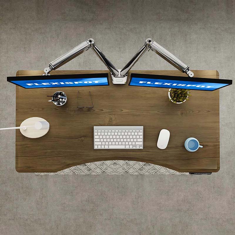 Manual Height Adjustable Standing Desk With Curved Desktop| FlexiSpot