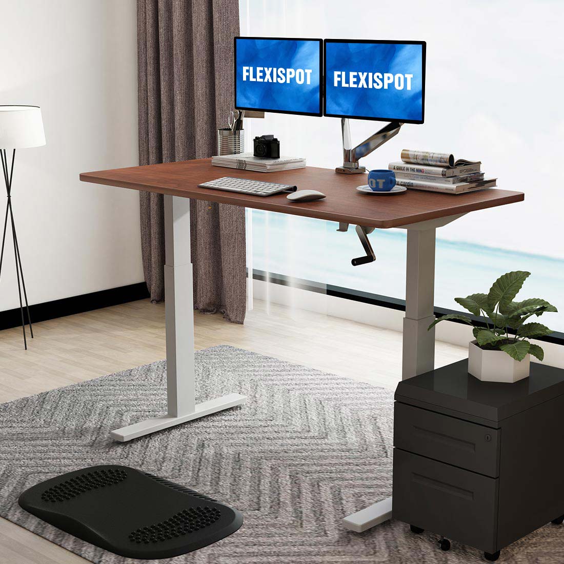 Manual Height Adjustable Standing Desk with Rectangular desktop| FlexiSpot
