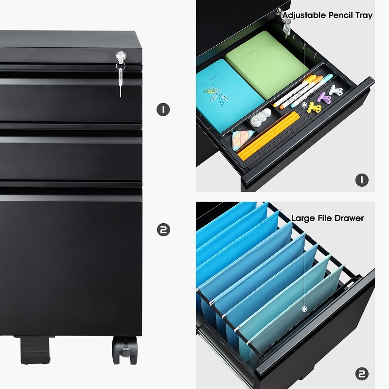 DEVAISE 3 Drawer Mobile File Cabinet with Lock AHDG001 | Flexispot